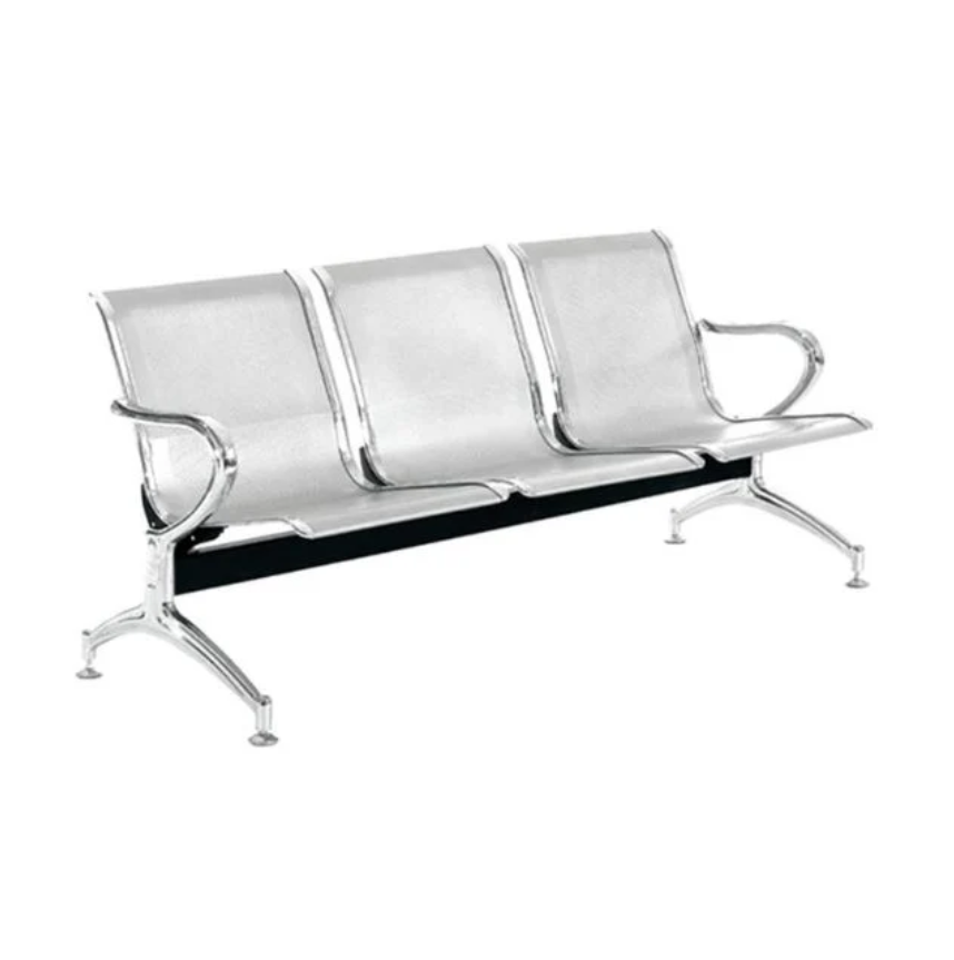 Banqueta Silla Sala Espera Metalica Cromada 3 Cuerpos – Factorynet