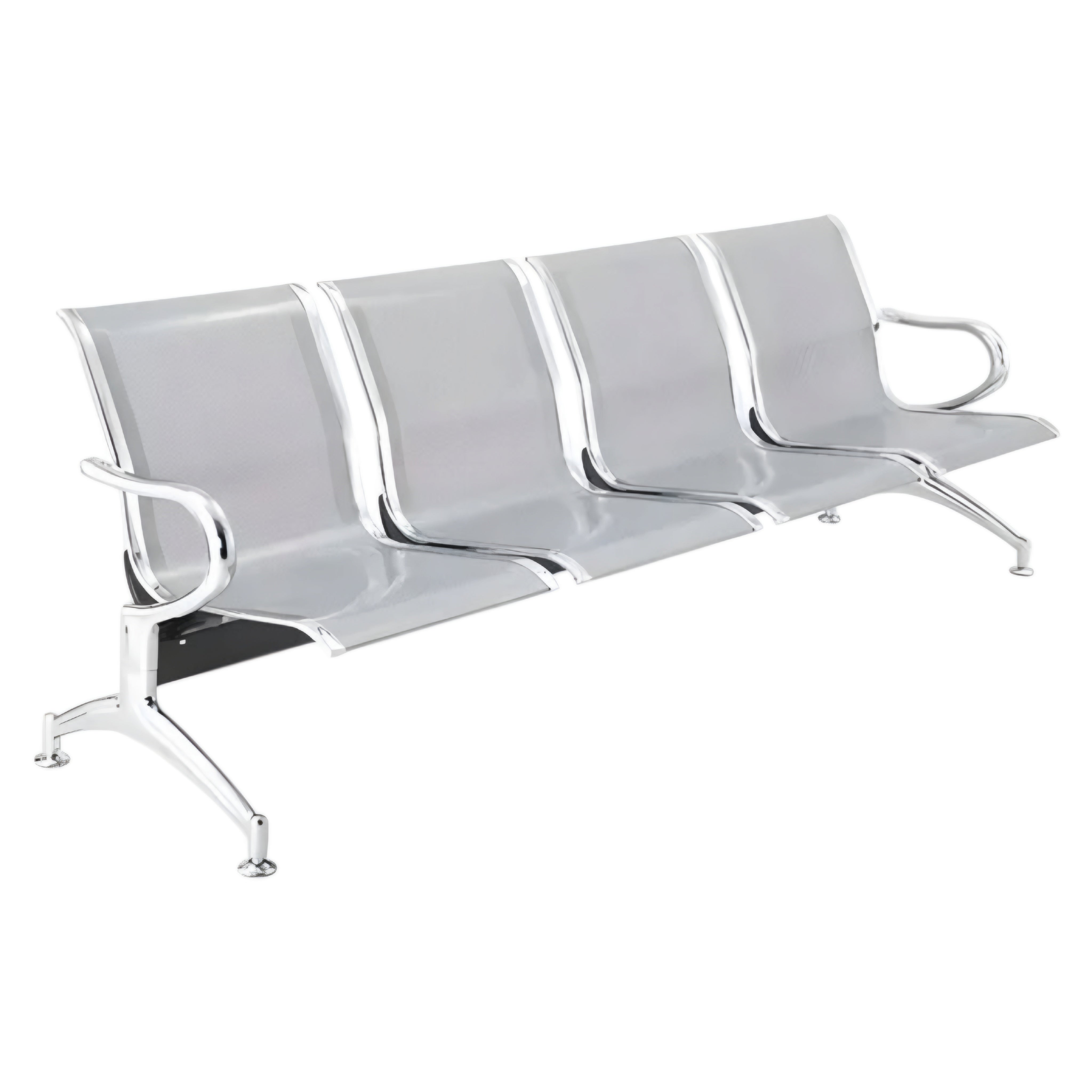 Banqueta Silla Sala Espera Metálica Cromada 4 Cuerpos – Factorynet